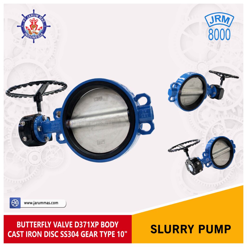 BUTTERFLY VALVE D371XP BODY CAST IRON DISC SS304 GEAR TYPE 10" - PT ...