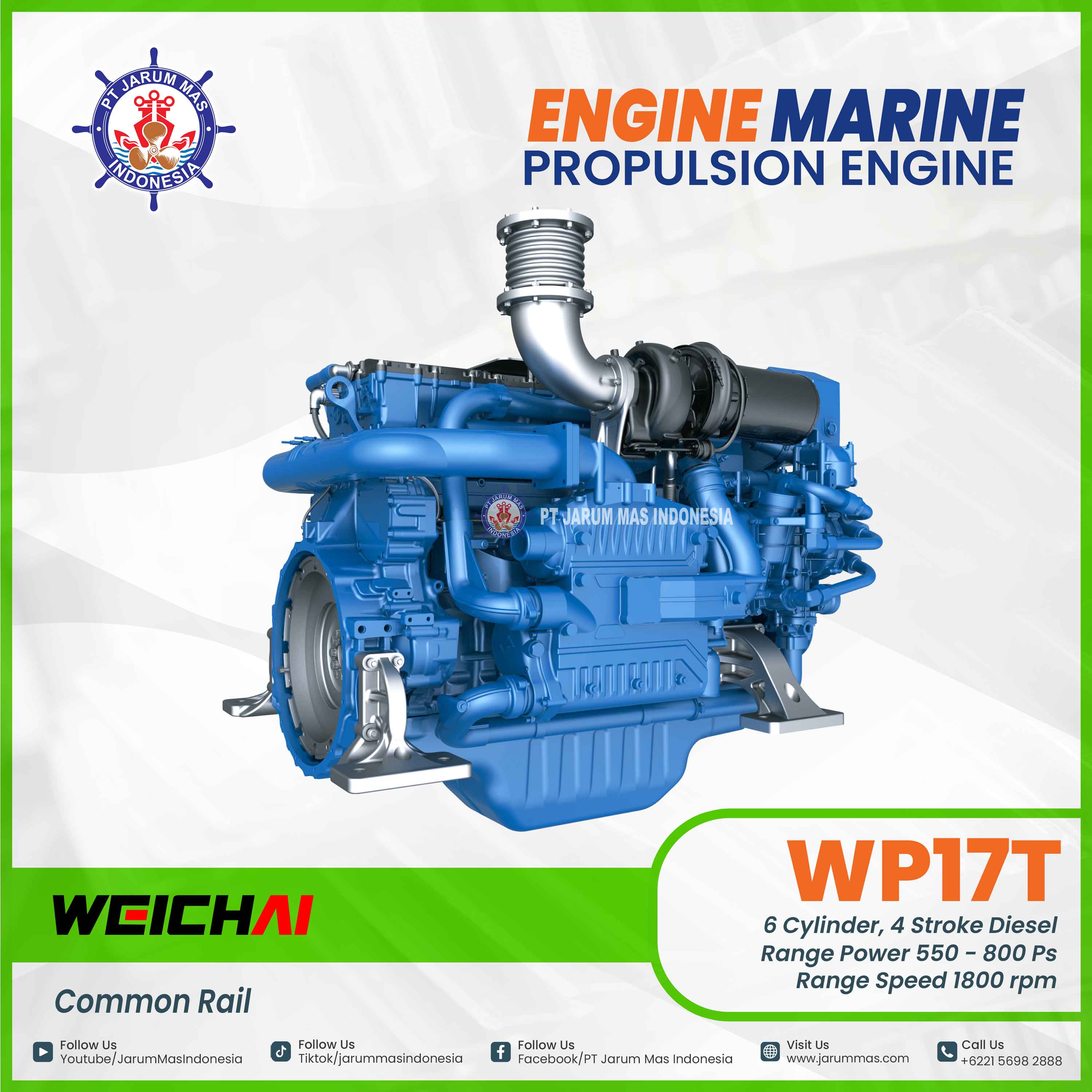 Engine WP17T Series Marine Propulsion WEICHAI For Propeller Marine - PT ...